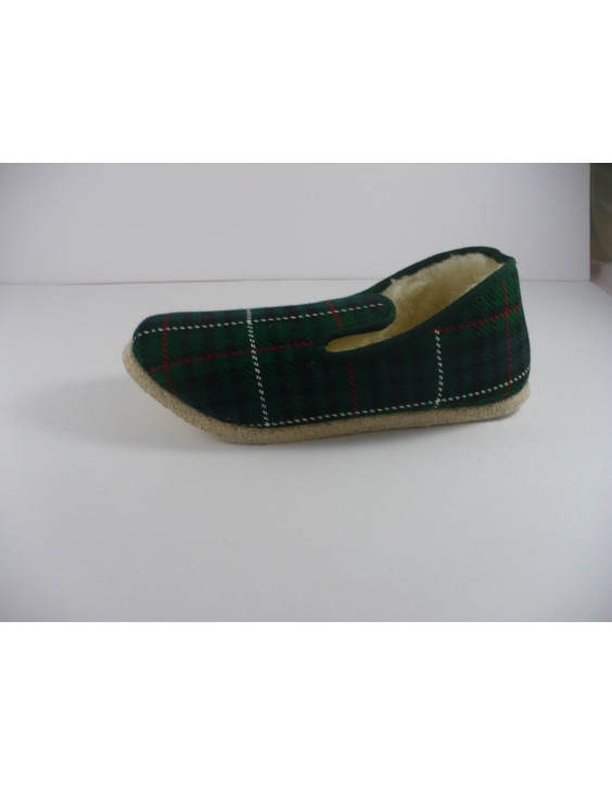 Charentaises homme CYRILLE écossais vert et marine